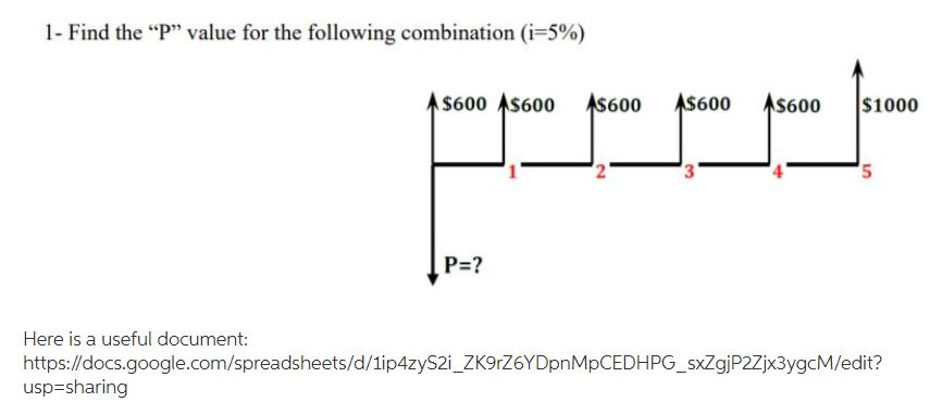 Solved 1-Find the "P" value for the following combination | Chegg.com