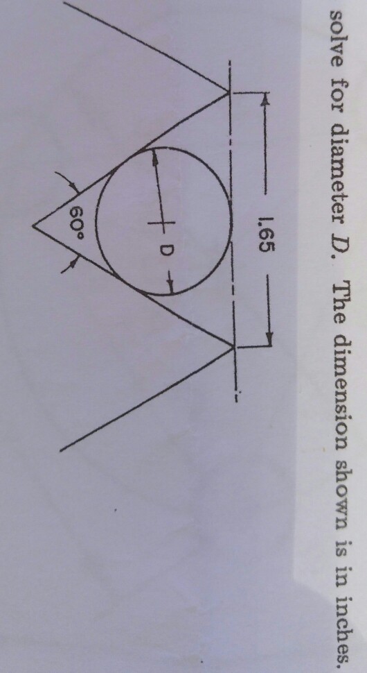 Solved solve for diameter D. The dimension shown is in | Chegg.com