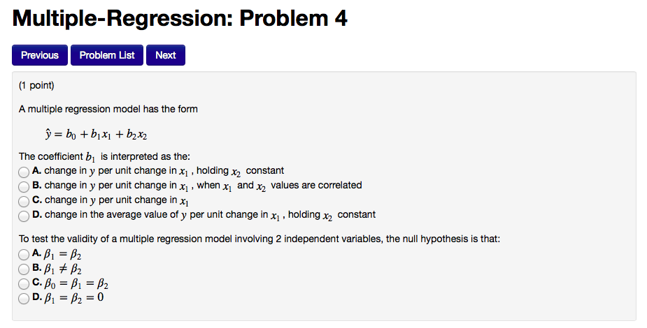 Solved A multiple regression model has the form y^circ = | Chegg.com