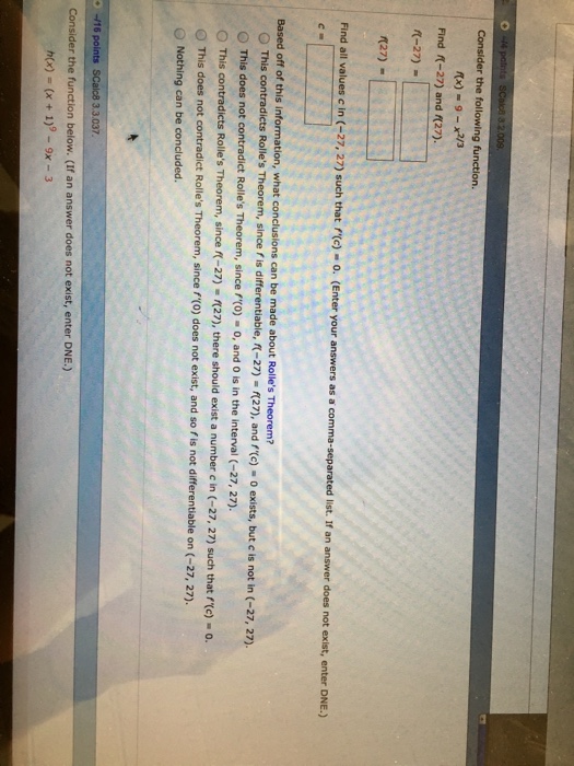 Solved Consider the following function. F(x) = 9 - x^2/3 | Chegg.com