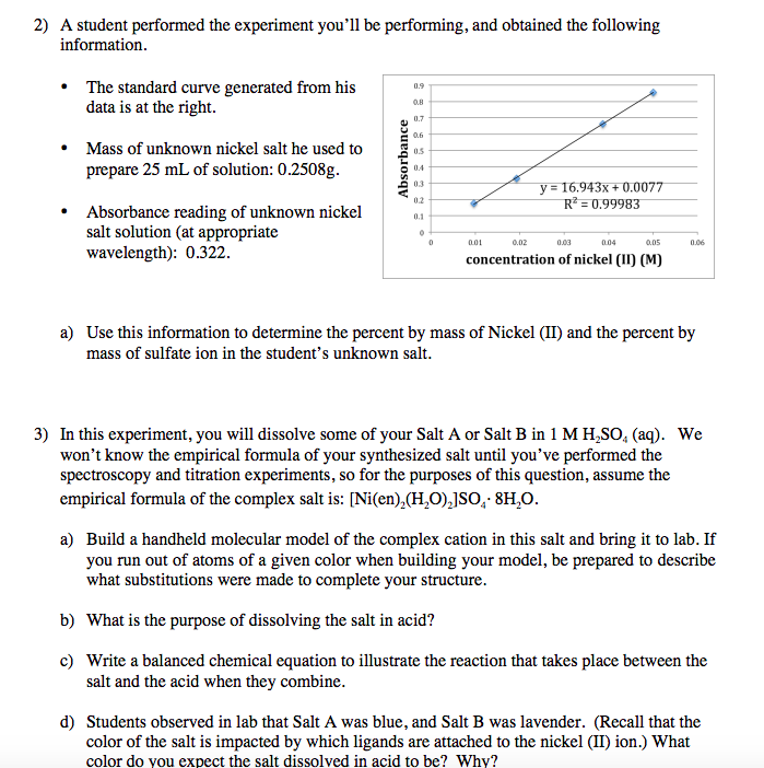 Solved 2) A student performed the experiment you'll be | Chegg.com
