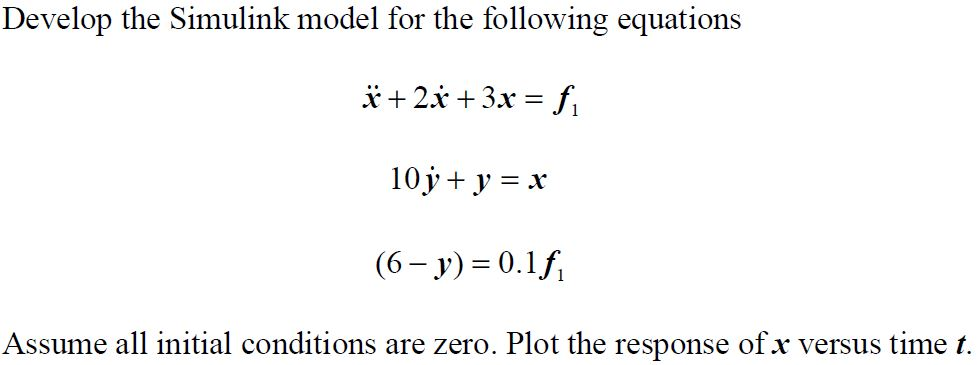 Solved Develop the Simulink model for the following | Chegg.com