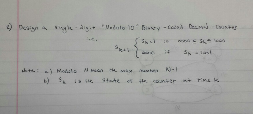 Solved Design a single-digit "Modulo 10" Binary-Coded | Chegg.com