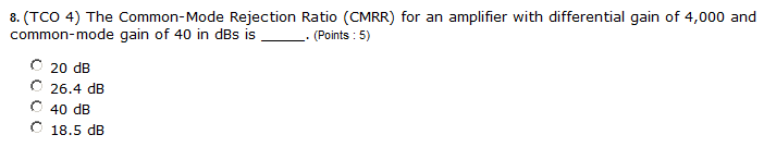 Solved The Common-Mode Rejection Ratio (CMRR) for an | Chegg.com