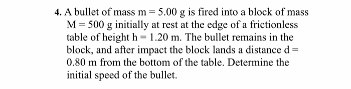 Solved: A Bullet Of Mass M = 5.00 G Is Fired Into A Block ... | Chegg.com
