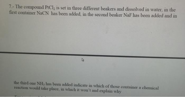 Solved The compound PtCl_2 is set in three different beakers | Chegg.com