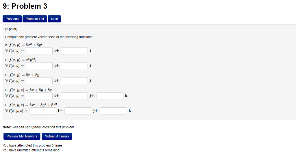 Solved 9: Problem 3 PreviouS Problem List Next (1 point) | Chegg.com