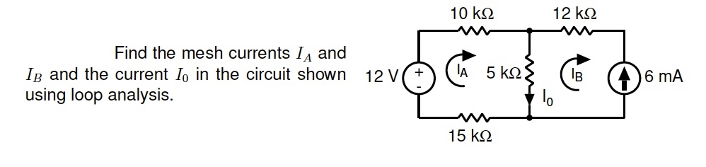 Solved Find the mesh currents IA and IB and the current I0 | Chegg.com