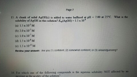 Solved A chunk of solid AgOH(s) is added to water buffered | Chegg.com
