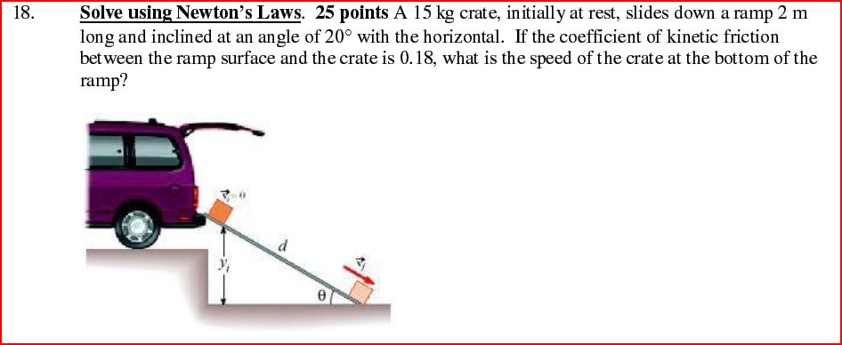 Solved Solve using Newton's Laws. A 15 kg crate, initially | Chegg.com