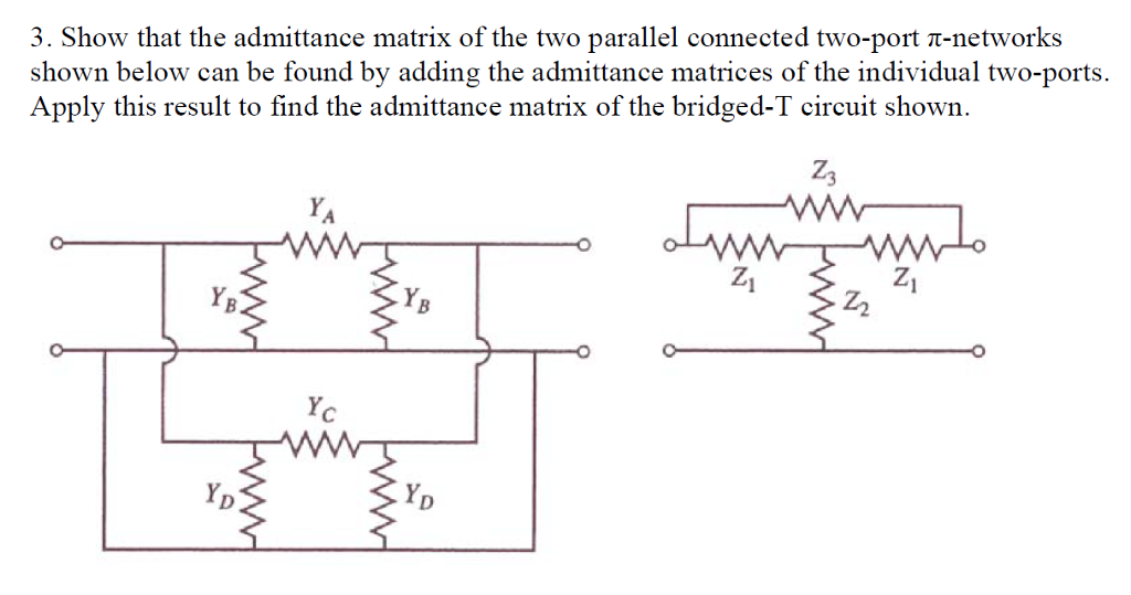Solved 3. Show that the admittance matrix of the two | Chegg.com