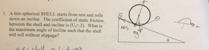 Solved A thin spherical SHELL starts from rest and rolls | Chegg.com