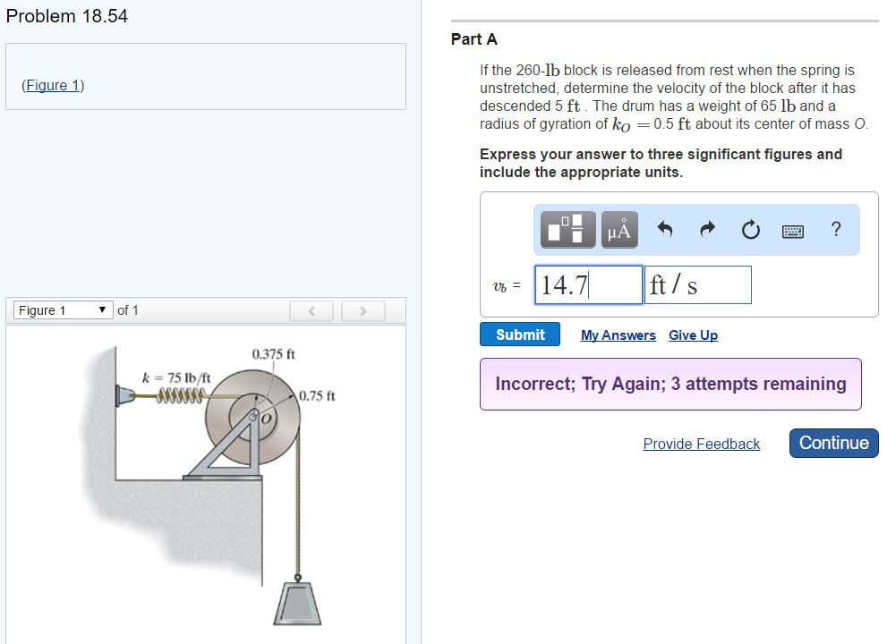 Solved If the 260-lb block is released from rest when the | Chegg.com