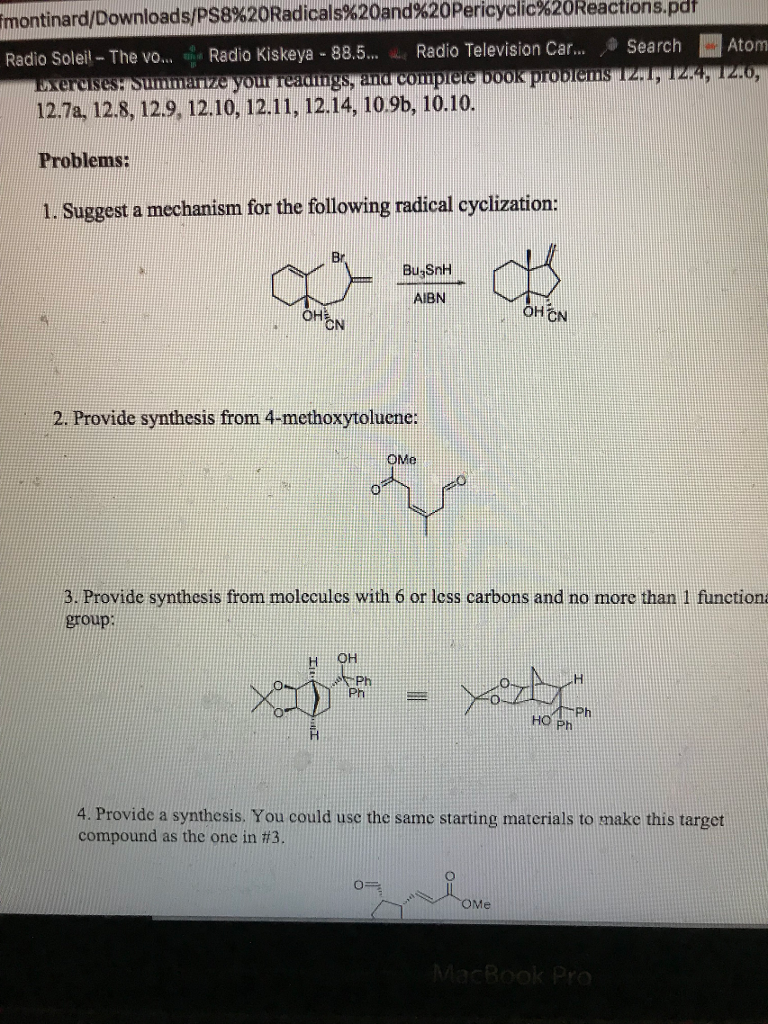 Solved 1. Suggest a mechanism for the following radical | Chegg.com