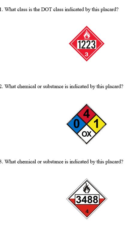 Solved 1. What class is the DOT class indicated by this | Chegg.com