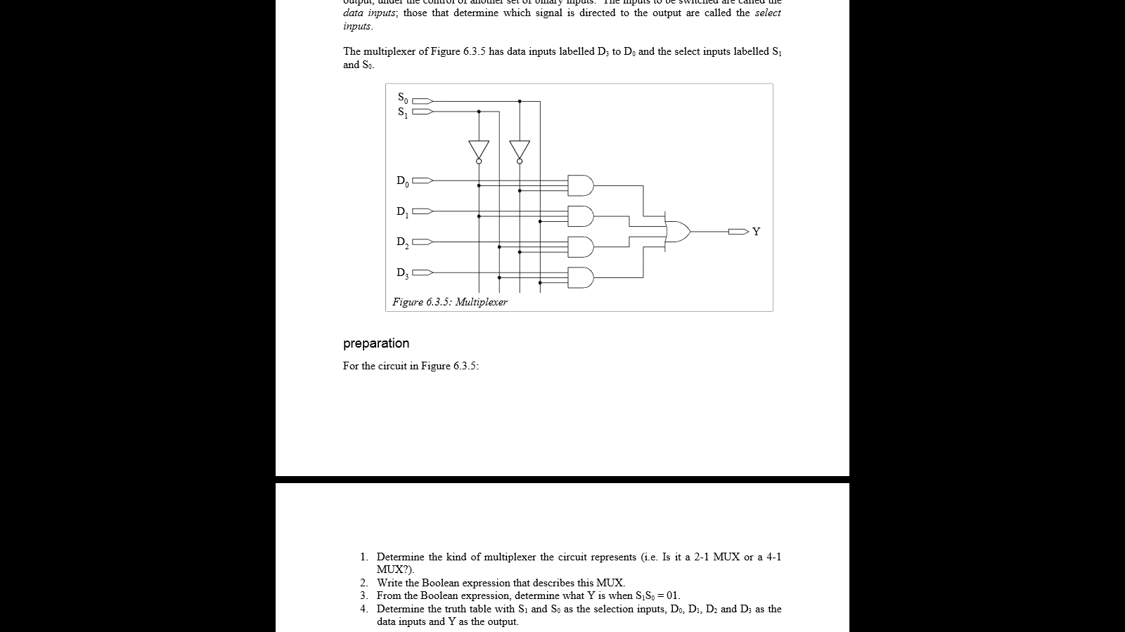 Solved a) The multiplexer of Figure 6.3.5 has data inputs | Chegg.com