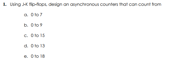 Solved Using J-K flip-flops, design an asynchronous counters | Chegg.com