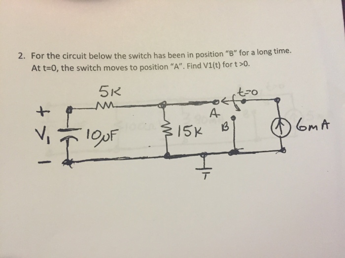 Solved 2. For the circuit below the switch has been in | Chegg.com