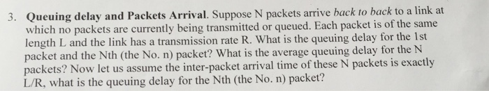 Solved Queuing delay and Packets Arrival. Suppose N packets | Chegg.com