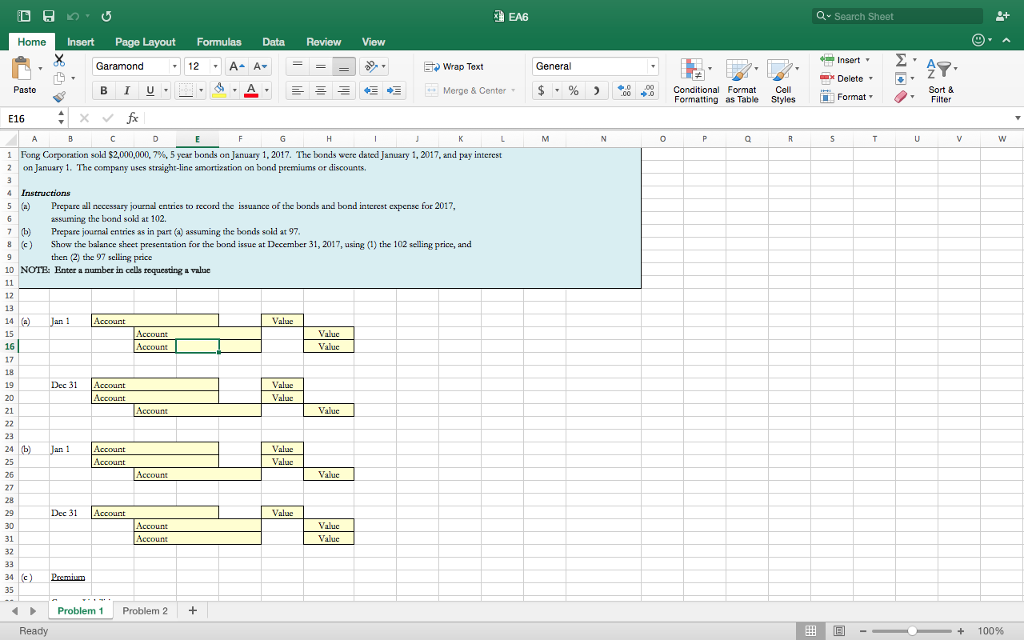 Solved a EA6 Search Sheet Insert Page Layout Formulas Data | Chegg.com