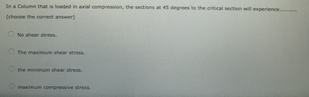Solved In a Column that is loaded in axial compression, the | Chegg.com