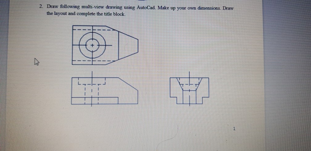 Solved 2. Draw following multi-view drawing using AutoCad. | Chegg.com