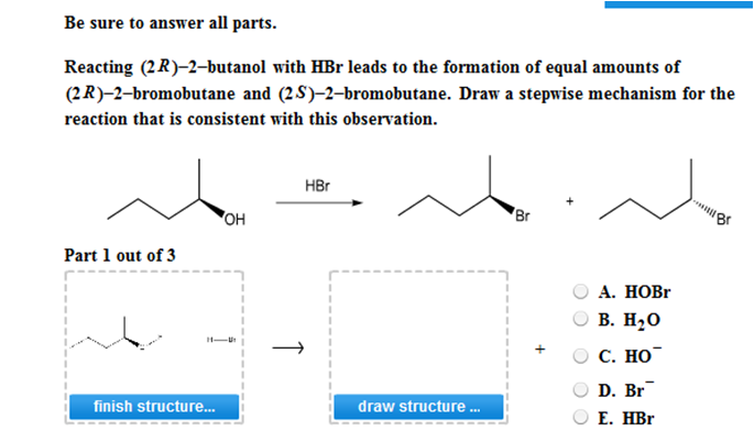 Solved Be sure to answer all parts. Reacting (2R)-2-butanol | Chegg.com