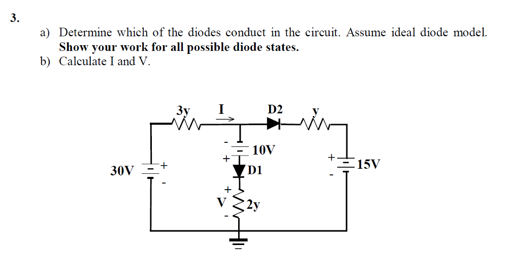 Solved 3. a) Determine which of the diodes conduct in the | Chegg.com
