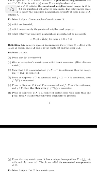 Solved Definition 0.1. Let (X, d) be a metric space and x | Chegg.com