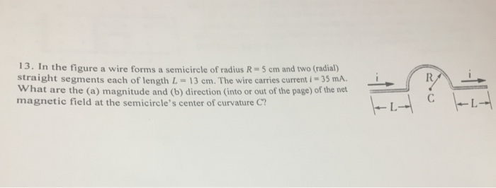 Solved In the figure a wire forms a semicircle of radius R = | Chegg.com