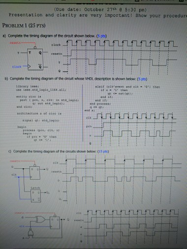 Solved Complete the timing diagram of the circuit shown | Chegg.com