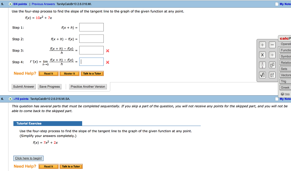 Solved Use the four-step process to find the slope of the | Chegg.com