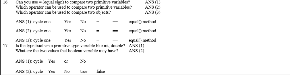 Solved Can you use = (equal sign) to compare two primitive | Chegg.com