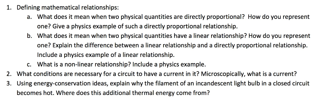 Solved 1. Defining mathematical relationships: What does it | Chegg.com