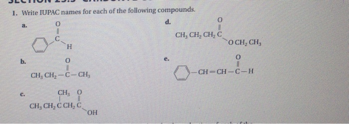 Solved 1. Write IUPAC names for each of the following | Chegg.com