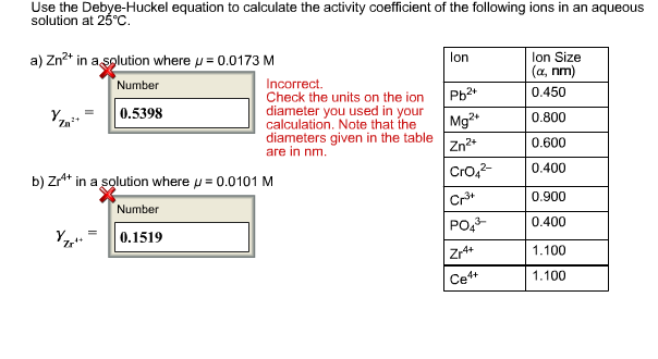 Solved Use the Debye-Huckel equation to calculate the | Chegg.com