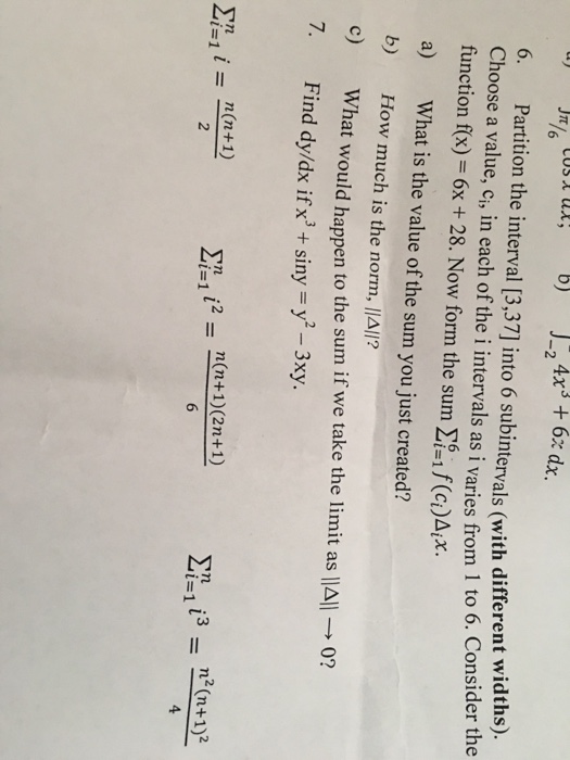 Solved Partition the interval [3, 37] in to 6 subintervals | Chegg.com
