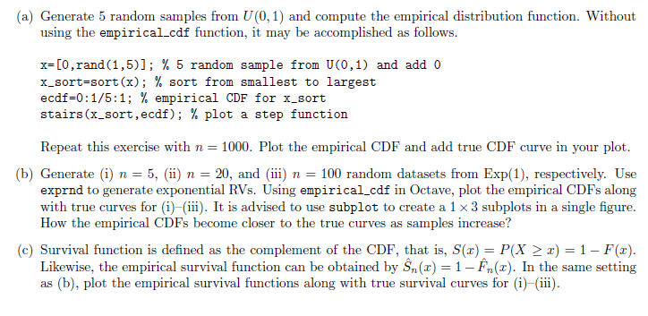 Solved Problem 2: Empirical Distribution Function Recall | Chegg.com