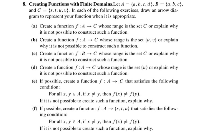 Solved Creating Functions with Finite Domains. Let A = {a, | Chegg.com