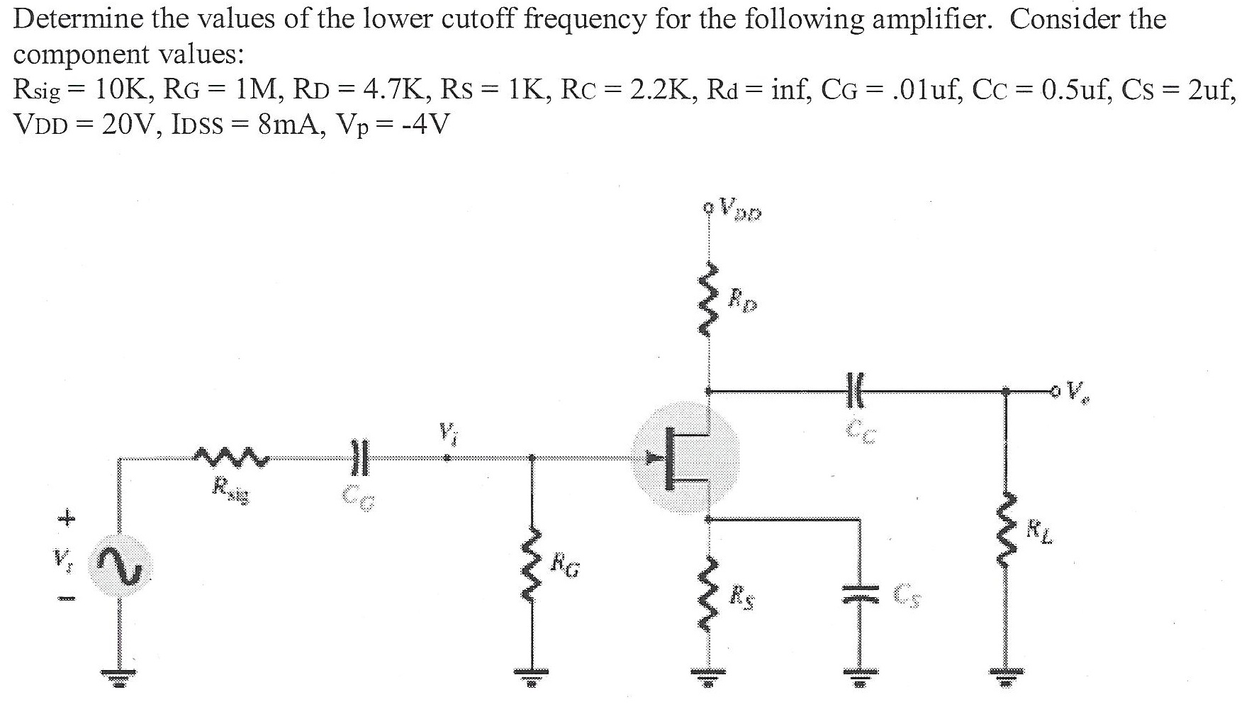 Determine the values of the lower cutoff frequency | Chegg.com