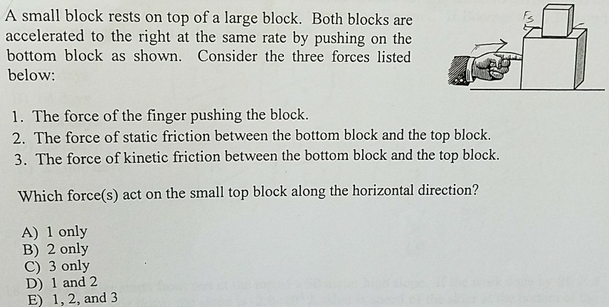 Solved A small block rests on top of a large block. Both | Chegg.com