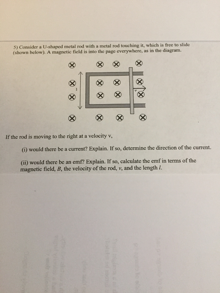 Solved Consider a U-shaped metal rod with a metal rod | Chegg.com