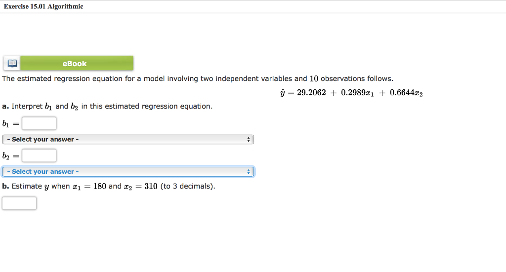 Solved Exercise 15.01 Algorithmic eBook The estimated | Chegg.com