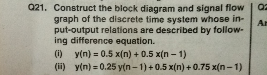 Solved Construct the block diagram and signal flow graph of | Chegg.com