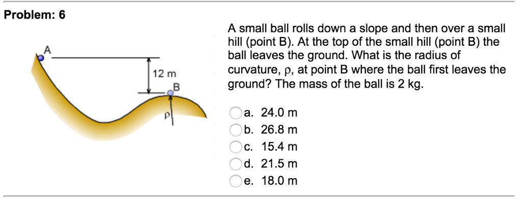 Solved A small ball rolls down a slope and then over a | Chegg.com