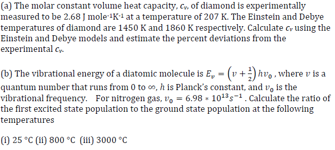 Solved The molar constant volume heat capacity, cv, of | Chegg.com