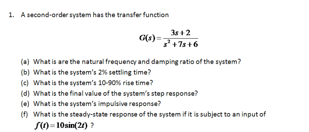 Solved A second-order system has the transfer function G(s) | Chegg.com