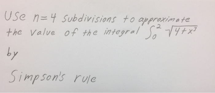 Solved Use n = 4 subdivisions to approximate the value of | Chegg.com