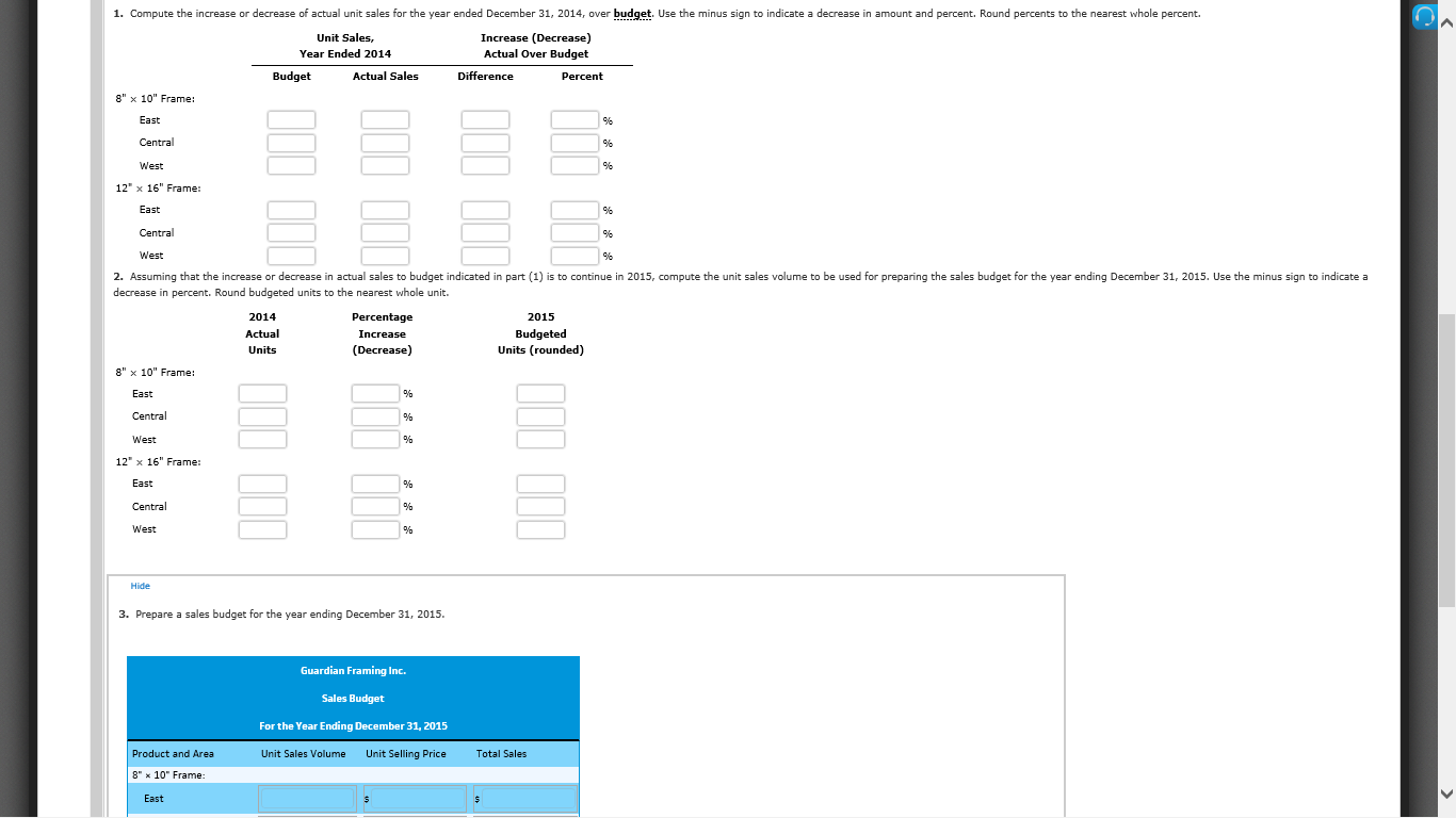 Solved 1 Compute The Increase Or Decrease Of Actual Unit Chegg