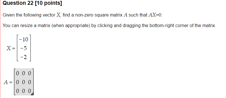 Solved Given the following vector X, find a non-zero square | Chegg.com